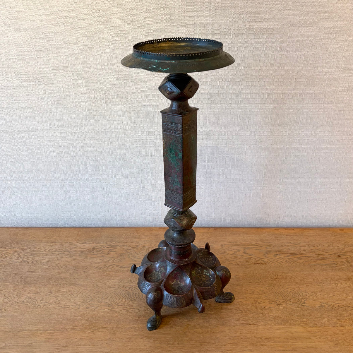 Persian Seljuk Bronze Oil Lamp Stand – Khorasan (Medieval, 11th–13th C ...